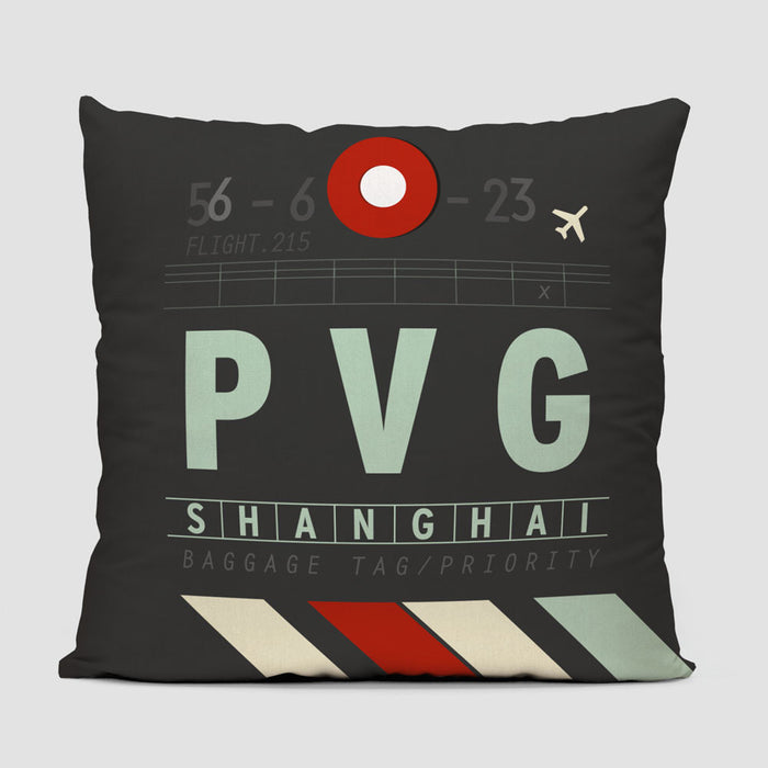 Throw Pillow - PVG - Shanghai Pudong Intl Airport. IATA code PVG.