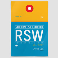 Poster - Wall Art Print - RSW - Southwest Florida Intl Airport - Fort ...