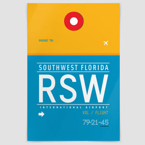 Poster - Wall Art Print - RSW - Southwest Florida Intl Airport - Fort ...