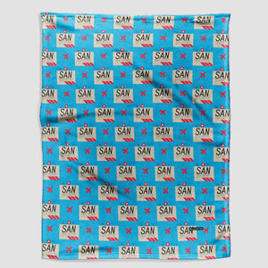 Throw Blanket - SAN airport code pattern.