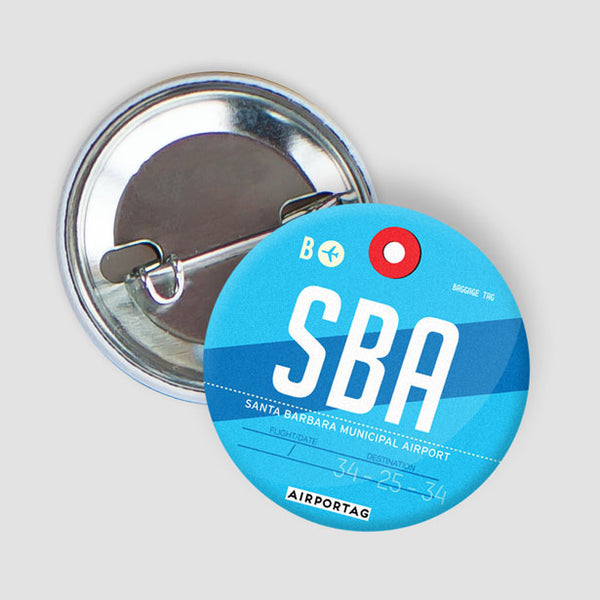 Pinback Button - Santa Barbara Municipal Airport - California, US - IATA code SBA