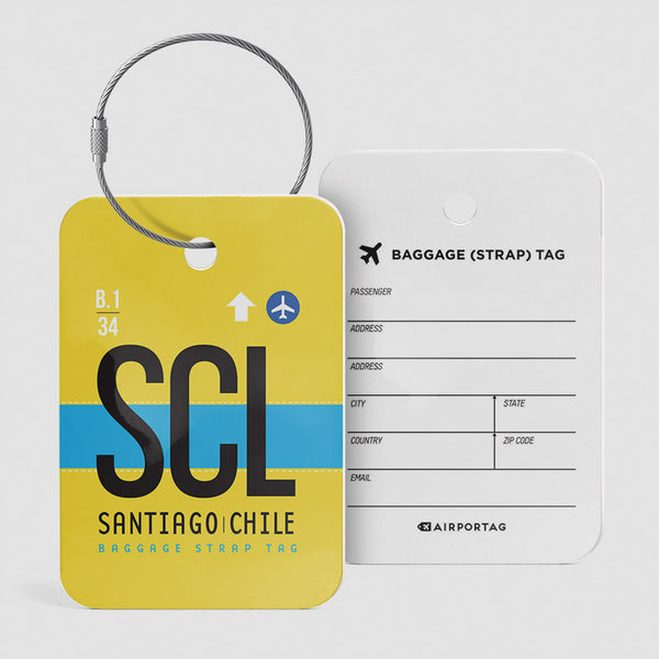 Airport Code Luggage Tag - IATA code SCL baggage tag