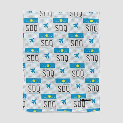 Throw Blanket - SDQ airport code pattern.