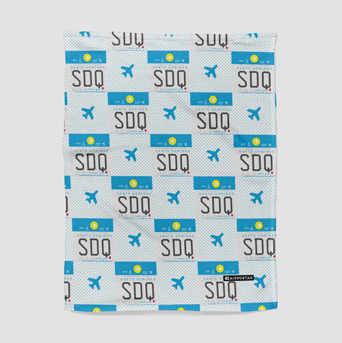 Throw Blanket - SDQ airport code pattern.