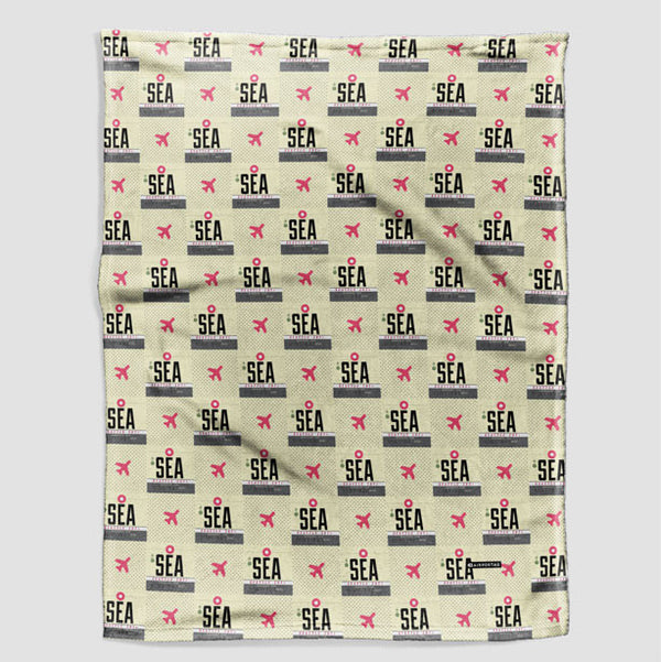 Throw Blanket - SEA airport code pattern.