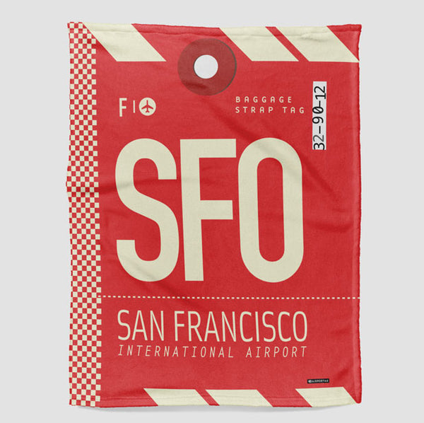 Throw Blanket - SFO airport code pattern.