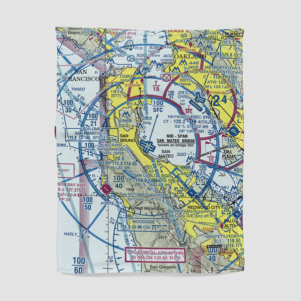 Throw Blanket - SFO airport code pattern.