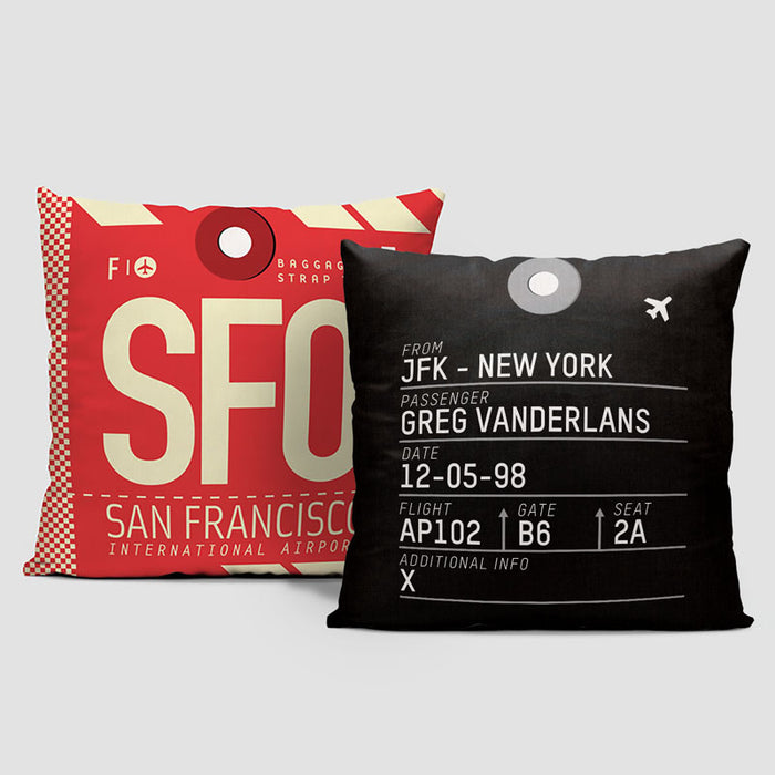 Throw Pillow - SFO - San Francisco Intl Airport. IATA code SFO.