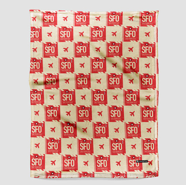 Throw Blanket - SFO airport code pattern.
