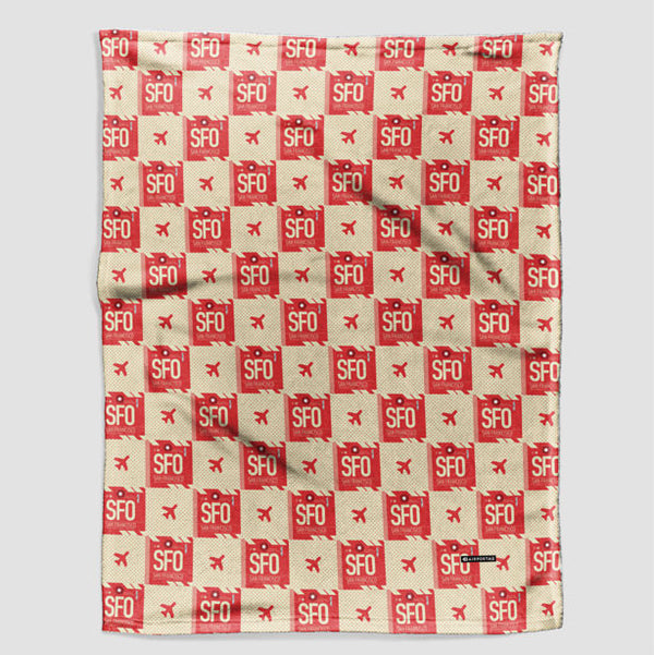 Throw Blanket - SFO airport code pattern.