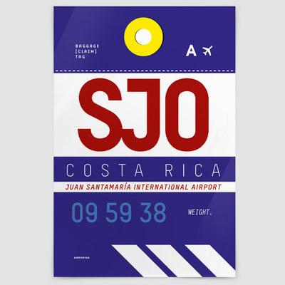 Poster - Wall Art Print - SJO - Juan Santamaría Airport - IATA code SJO