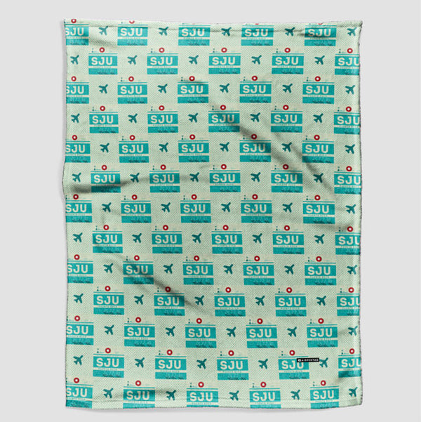 Throw Blanket - SJU airport code pattern.