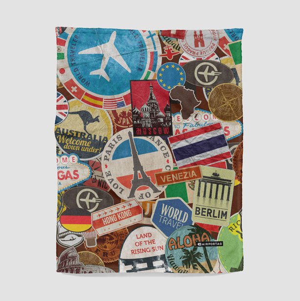 Throw Blanket - Travel Stickers