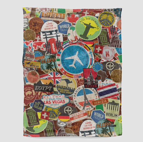 Throw Blanket - Travel Stickers