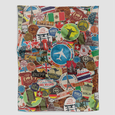 Throw Blanket - Travel Stickers