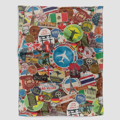 Throw Blanket - Travel Stickers