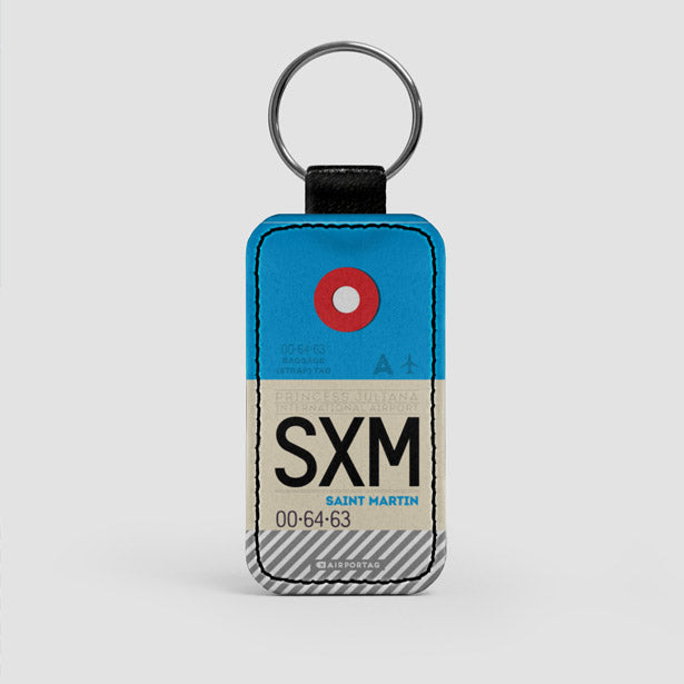 SXM - Princess Juliana Airport - Saint Maarten - Leather Keychain