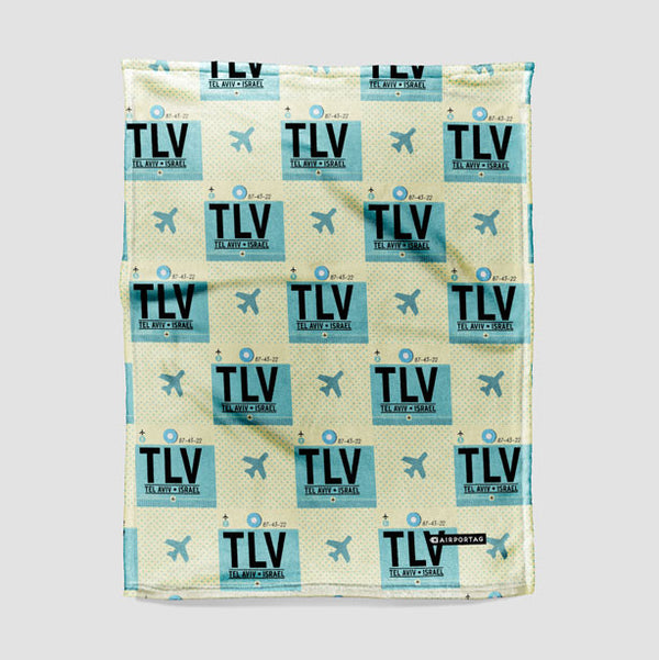 Throw Blanket - TLV airport code pattern.