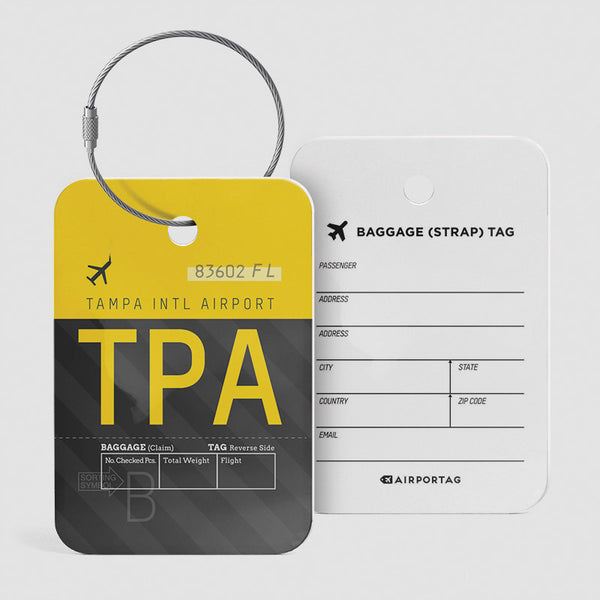 Airport Code Luggage Tag - IATA code TPA baggage tag