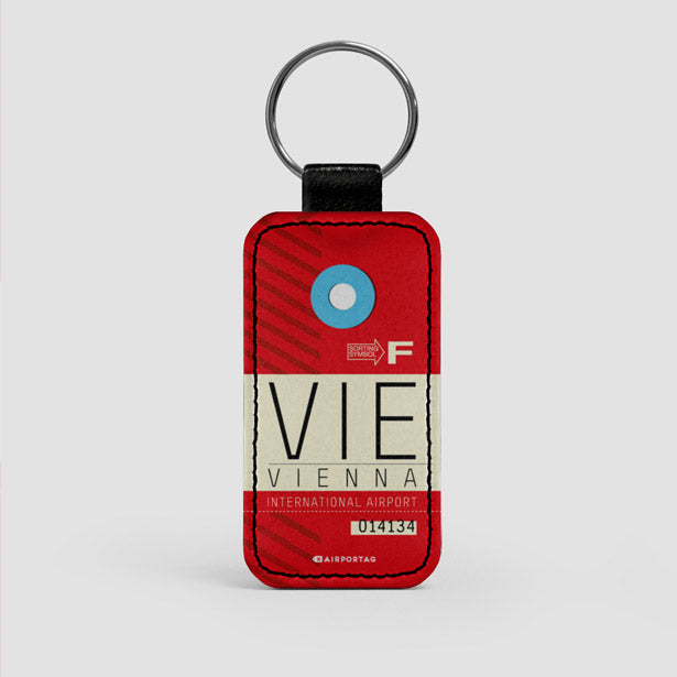 VIE - Vienna Airport - Schwechat, Austria - Leather Keychain
