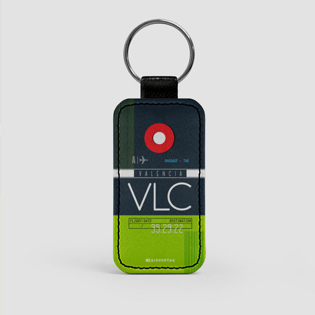 VLC - Valencia Airport - Valencian Community, Spain - Leather Keychain