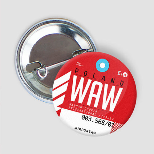 Pinback Button - Warsaw Chopin Airport - Warsaw, Poland - IATA code WAW