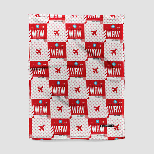 Throw Blanket - WAW airport code pattern.