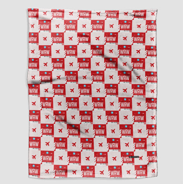 Throw Blanket - WAW airport code pattern.