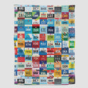 Throw Blanket - Worldwide airport codes pattern.
