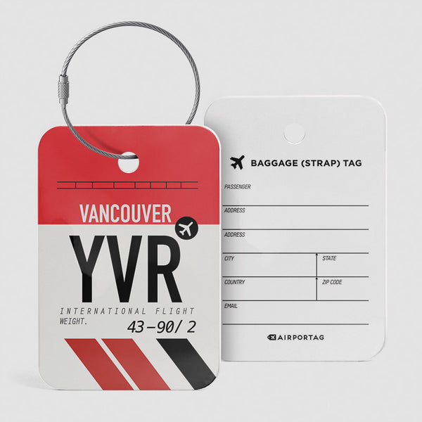 Airport Code Luggage Tag - IATA code YVR baggage tag
