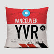 Throw Pillow - YVR - Vancouver Intl Airport. IATA code YVR
