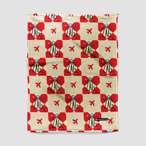 Throw Blanket - ZAG airport code pattern.