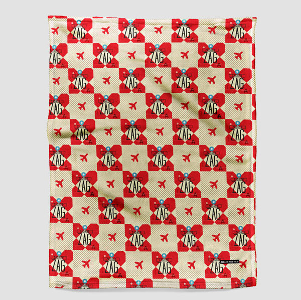 Throw Blanket - ZAG airport code pattern.