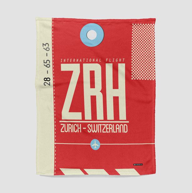Throw Blanket - ZRH airport code pattern.