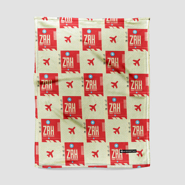 Throw Blanket - ZRH airport code pattern.