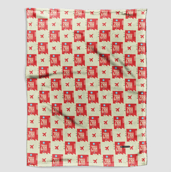 Throw Blanket - ZRH airport code pattern.