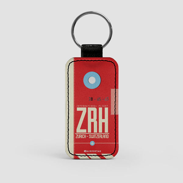 ZRH - Zurich Airport - Switzerland - Leather Keychain