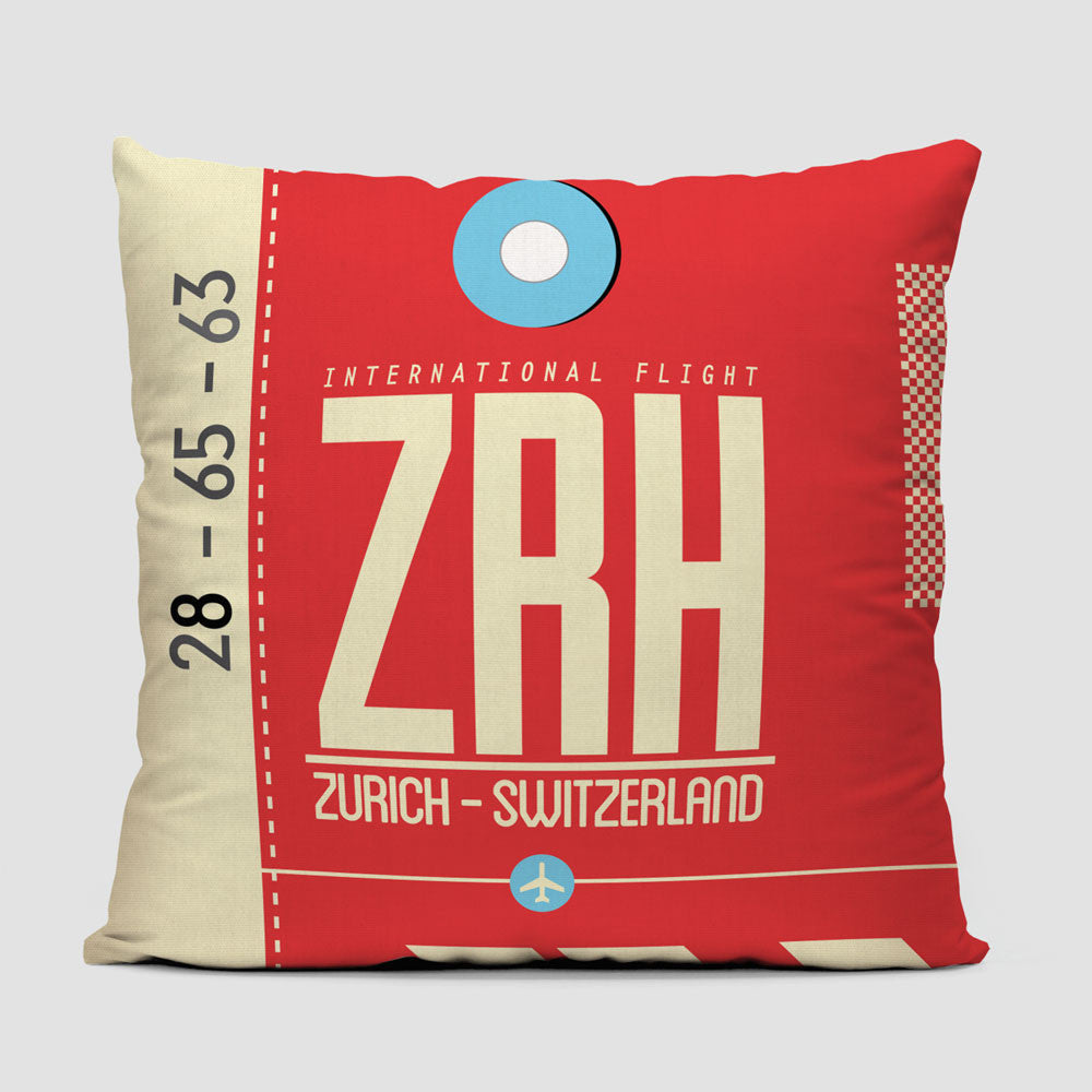 Throw Pillow - ZRH - Zurich - Kloten Airport. IATA code ZRH