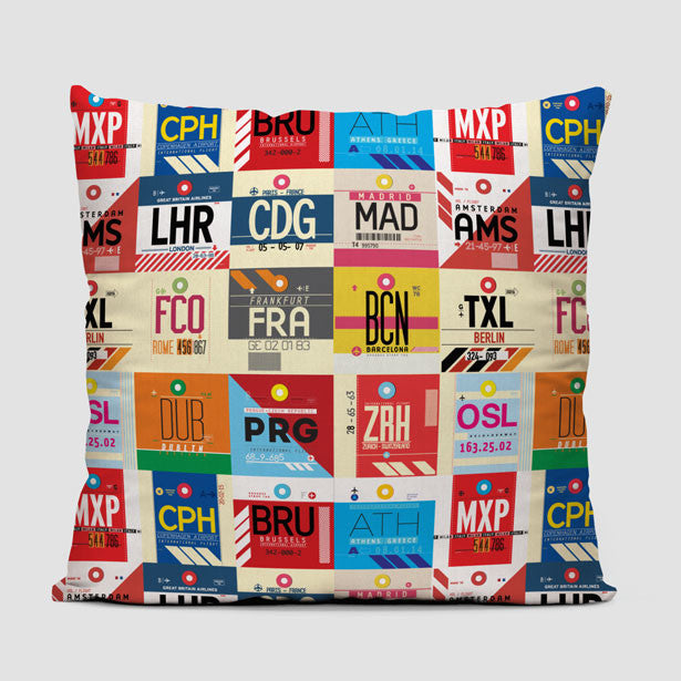 Throw Pillow - FCO - Rome - Fiumicino Airport. IATA code FCO.