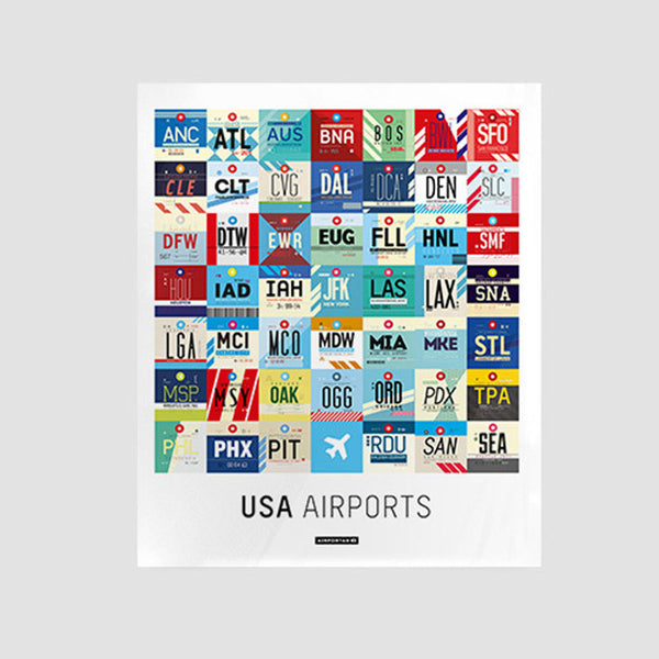 USA Airports - IATA Codes Pattern Poster