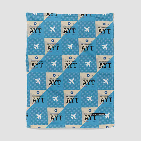 Throw Blanket - AYT airport code pattern.