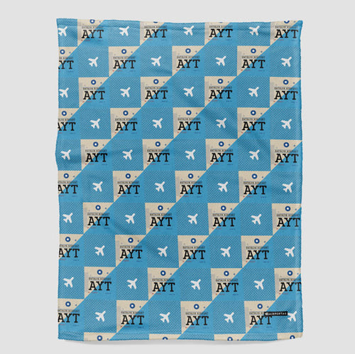 Throw Blanket - AYT airport code pattern.