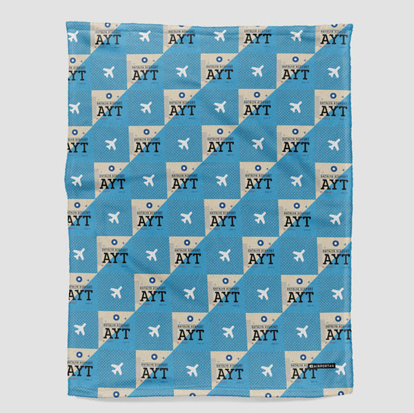 Throw Blanket - AYT airport code pattern.