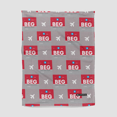 Throw Blanket - BEG airport code pattern.