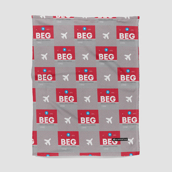 Throw Blanket - BEG airport code pattern.