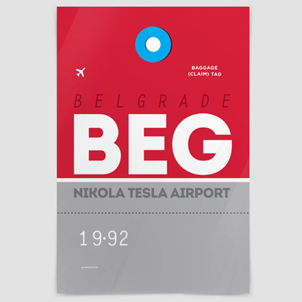 Poster - Wall Art Print - BEG - Nikola Tesla Airport - Belgrade, Serbia