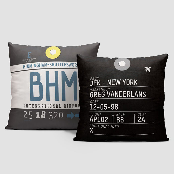 Airport Code Throw Pillow - BHM - Birmingham–Shuttlesworth Airport ...