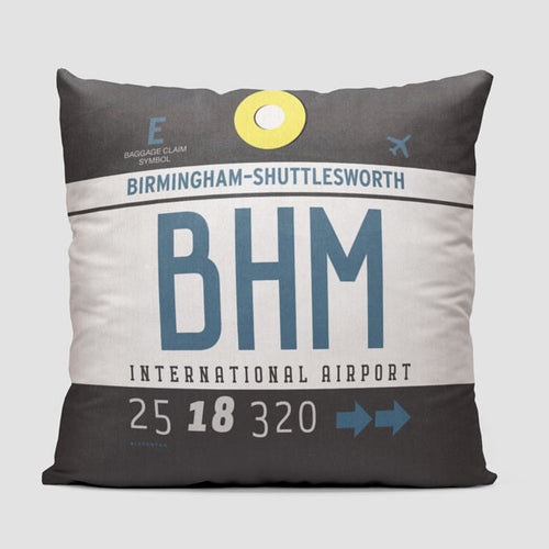 Airport Code Throw Pillow - BHM - Birmingham–Shuttlesworth Airport ...