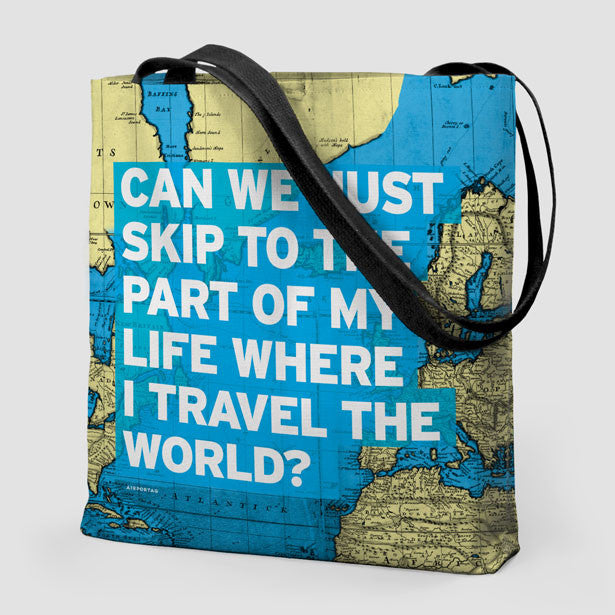 Tote Bag Travel Quote and World Map