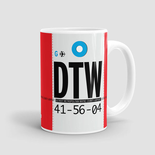Coffee Mug - DTW - Detroit Airport. IATA code DTW